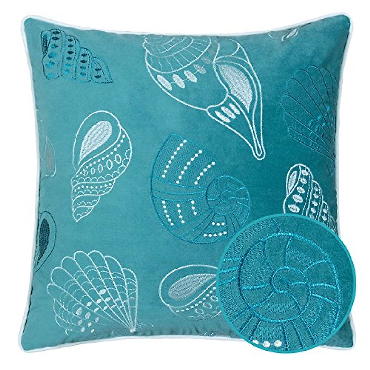 Homey COZY 71156-Seashell Accent Pillow, 1 Count (Pack of 1), Teal