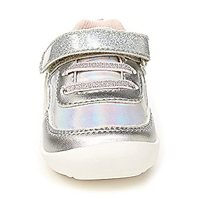 Stride Rite 360 Baby Shoes, Natasha First Walker Shoes for Girls, Khaki (Size 3),Silver