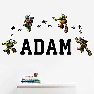 Oliver's Labels Premium Personalized Wall Decal for Kids Room Décor - Peel & Stick, Removable (Teenage Mutant Ninja Turtles™)