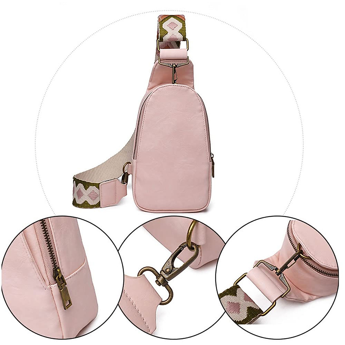 Crossbody Sling Bag for Women Leather Small Fanny Pack Purse Chest Bag PU Sling Backpack Multipurpose for Women Traveling Hiking（Brown）