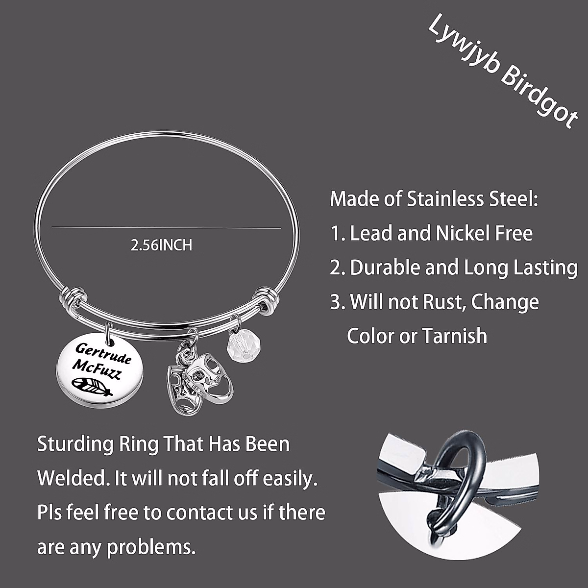 Lywjyb Birdgot Seussical the Musical Inspired Bracelet Gertrude McFuzz Gift Wickersham Monkey Gift Horton Elephant Gift Opening Night Gift Musical Theatre Jewelry (Gertrude McFuzz bg)