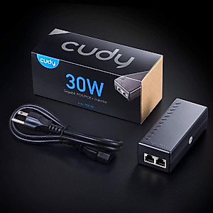 Cudy 30W Gigabit PoE+ Injector Adapter, IEEE 802.3 at and IEEE 802.3 af Compliant, up to 100 Meters (328 Feet), 10/100/1000Mbps RJ-45, Plug and Play, POE150