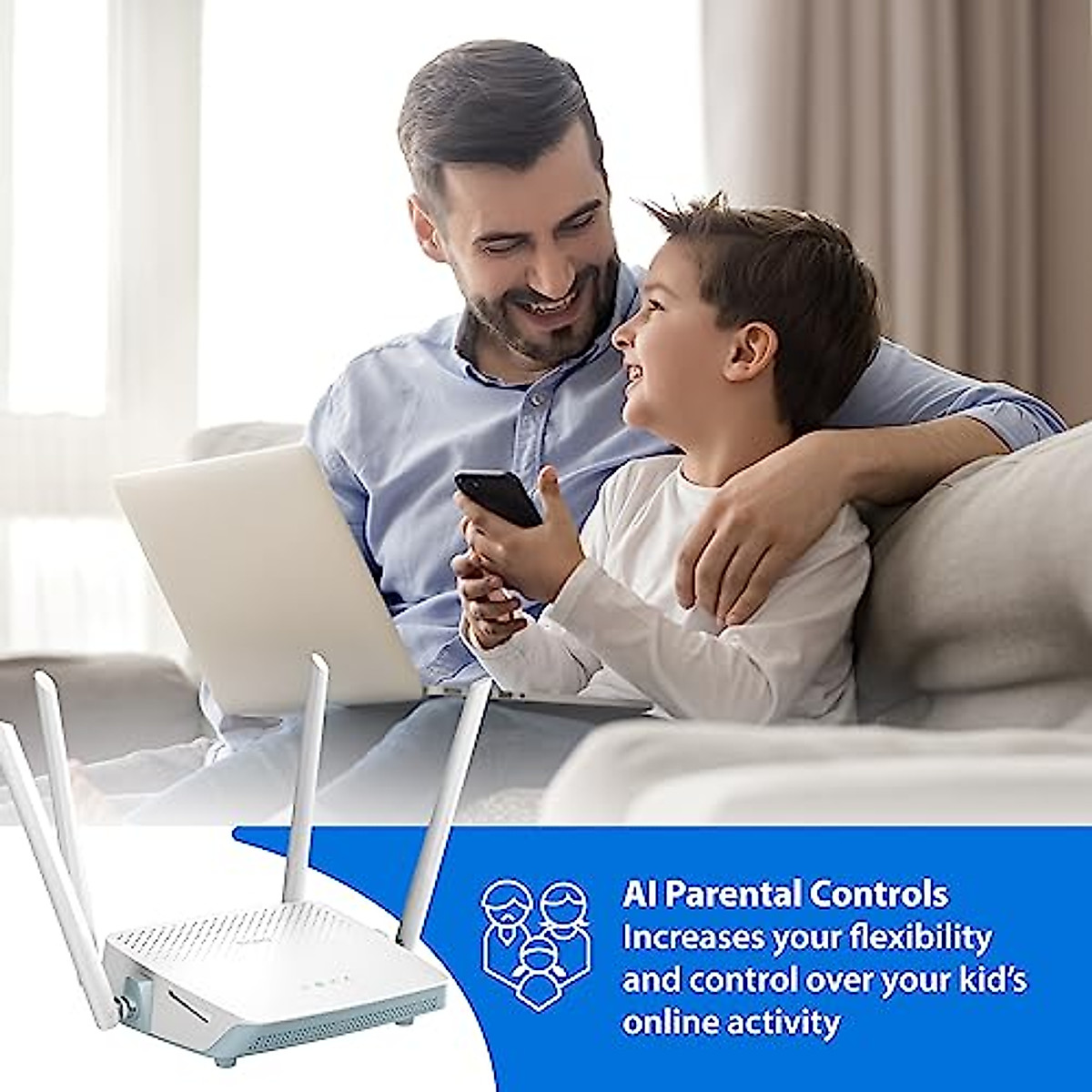 D-Link R12, Eagle Pro Ai Smart WiFi Internet Router (AC1200) - High Power Gigabit Ethernet Dual Band, Enhanced Parental Controls, Compatible with Alexa and Google