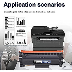 High Yield 1 Pack Black TN730 TN-730 Compatible Toner Cartridge Replacement for DCP-L2550DW MFC-L2710DW L2750DW L2750DWXL HL-L2350DW L2370DW/DWXL L2390DW L2395DW Printer Ink Cartridge…