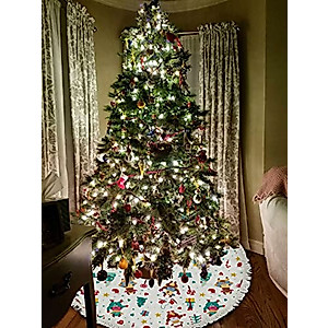 Small Christmas Tree Skirt Christmas Tree Cute Bull,30 Inch Tree Skirt for Christmas Holiday Party Decoration,Rustic Tree Skirts Mat Home Indoor Outdoor Ornaments