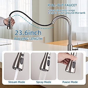 CILAIXI Kitchen Sink Faucet with Pull Down Sprayer with Deck Plate Home Handle Stainless Steel 360 High Arc Swivel Efficient Cleaning Brushed Out Kitchens Tap Faucets (Brushed Nickel)