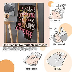 Mokukenren Just A Girl Who Loves Giraffes Blanket Lightweight Cozy Flannel Fleece Throw Blanket Best Gift Home Decor for Bed Couch Outdoor Camping 50"x40" S for Kids