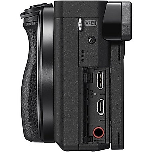 Sony Alpha a6300 Mirrorless Camera with 16-50mm Lens Black ILCE6300L/B with Soft Bag, Tripod, Additional Battery, Rode Mic, LED Light, 64GB Memory Card, Card Reader, Plus Essential Accessories