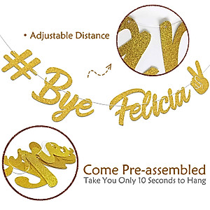 Marwey Bye Felicia Banner,Gold Glitter Garland Party Supplies,Party Decoration Ideas for Going Away/Moving/Job Change/Relocating/Graduation/Farewell Party