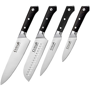 Cutluxe Chef, Santoku, Utility and Paring Knife Set– Forged High Carbon German Steel – Full Tang & Razor Sharp – Ergonomic Handle Design – Artisan Series