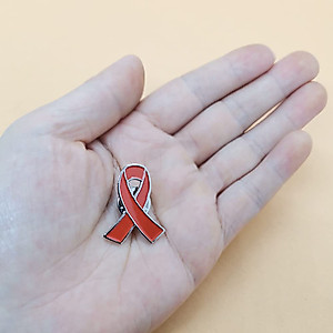 Orange Ribbon Awareness Pin 20 Pcs Leukemia Kidney Cancer Multiple Sclerosis & Gun Violence Awareness Products Hope Enamel Lapel Brooch