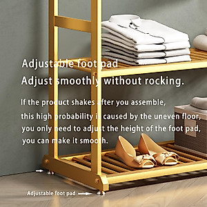 BUZUEY Gold clothing rack,Heavy duty clothes rack,Small clothing racks for hanging clothes,Wardrobe Rack,rack for clothes to hang,garment rack with bottom shelves,hanging racks for clothes(L:31.5in)