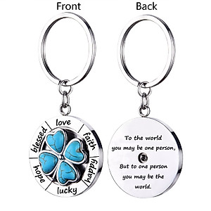 XinSiChen Stainless Steel Key Chain Lucky Spinning Four Leaf Clover Key Ring Novelty Gift for Girlfriend Boyfriend BFF Mom Daughter