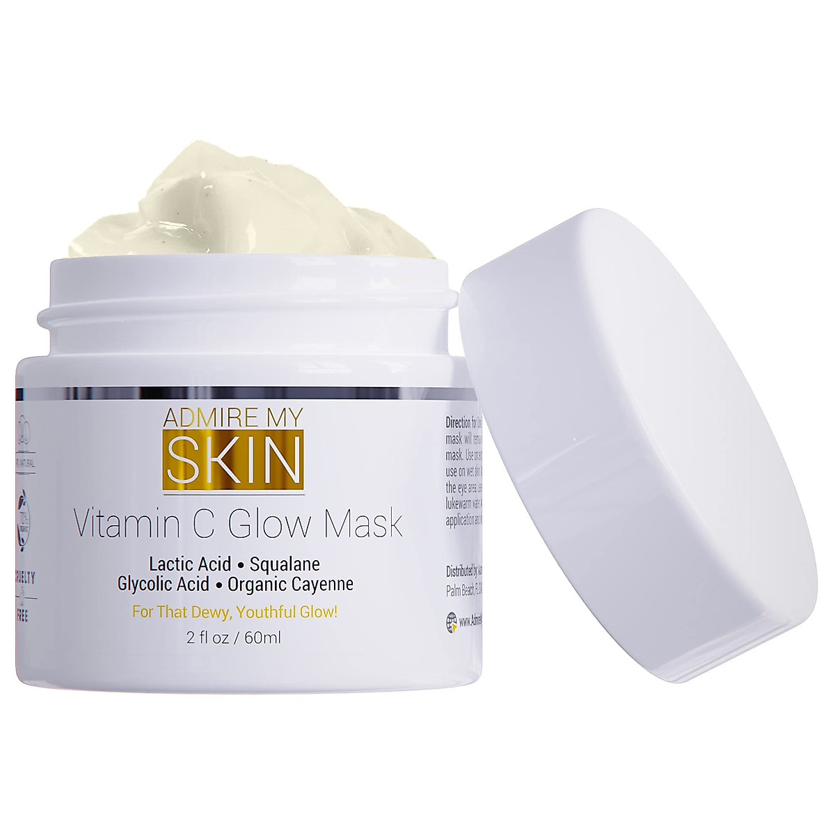 Vitamin C Mask For Face – Brightening Face Masks Skin Care Contains Glycolic Acid and Lactic Acid + Squalane Oil – Hydrating Beauty Face Mask for Glowing Youthful Skin and Smooth Even Skin Tone 2oz