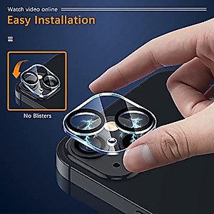 UniqueMe [3 Pack for iPhone 14 / iPhone 14 Plus Camera Lens Protector, [Not for iPhone 14 Pro/iPhone 14 Pro Max] Tempered Glass [Case Friendly][Scratch-Resistant][Night Shooting Mode]-Black