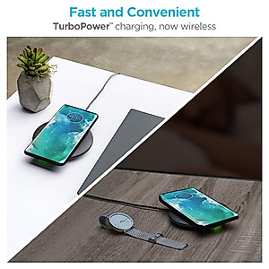 Motorola TurboPower Wireless Charger- 15W Qi Charging pad with 6.6ft Cable and AC Charger for Motorola Edge 2022, Edge+ 2022, Moto Edge Plus 2020/2022, ThinkPhone