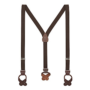 Suspender Store Solid Color Suspenders - 1-Inch Wide Elastic - Y-Back - Button - 48" for 5'9" to 6'2" tall - Brown