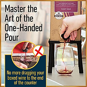 Wine Box Stand Drink Dispenser for One-Hand Pouring - Display Boxed Wine Dispenser for Stemless Glasses - Easy to Assemble Wine Holder Stand - Wine Accessories - Drink Dispensers for Parties - 3L Box
