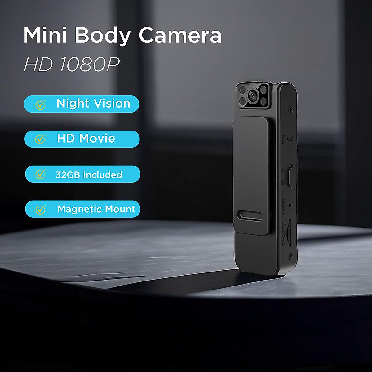 Sheawasy Body Camera 1080p, Wearable Body Worn Cameras, Pocket Bodycam for Law Enforcement, Security Guard, 4 Hours Battery Life, 32GB inside, for Indoor and Outdoor Us