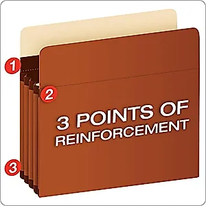 Pendaflex Expanding Accordion File Pockets, Extra Durable, Expands 3.5", Letter Size, Reinforced with Dupont Tyvek Material, 10/Box (15421) , Brown