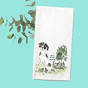 Watercolor Life is Better with an English Pointer Microfiber Kitchen Tea Bar Towel Gift for Animal Dog Lover