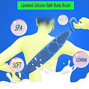 Jwxstore Silicone Back Scrubber for Shower, Silicone Body Scrubber, 35 Inch Extra Long Bath Body Brush Silicone Back Brush Exfoliating Body Scrubber with Handle for Men Women