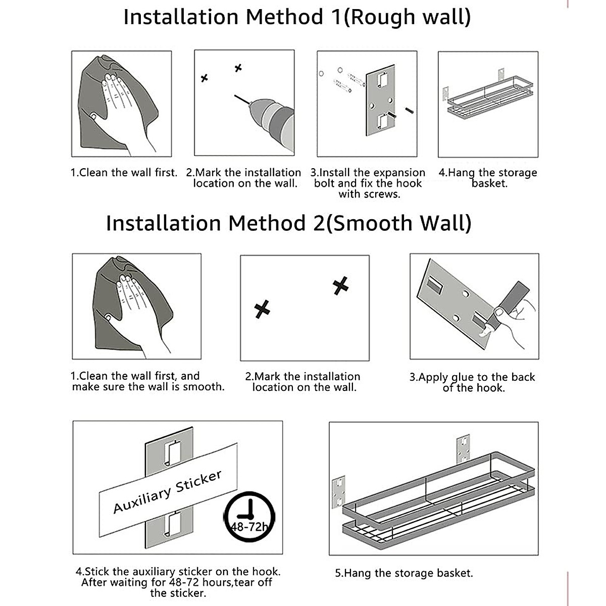 Metal Spice Rack Wall Mount Floating Shelves 2 Pack Black Storage organizer for Cabinet Door Pantry Kitchen Bathroom Supplies (9.8inches length)