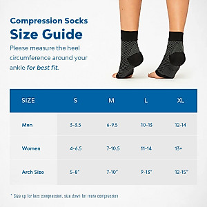 THEODORE MAGNUS Ankle Compression Sleeve - Plantar Fasciitis Braces with Foot Arch Support - Open Toe Compression Socks For Heel Spurs, Foot Swelling, Fatigue & Sprain - CS1-White-L