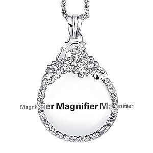 Elegant Magnifying Glass Necklace, Portable Necklace Magnifier Pendant, Delicate Reading Magnifying Glass with Chain Necklace, Light Weight Magnifier for Seniors Reading, Inspection, Coins, Jewelry