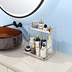 2 Tier Bathroom Countertop Organizer, Acrylic Vanity Tray for Spice Rack, Storage Shelf, Cosmetic & Make-up Storage, Under Sink Organizer for Bathroom, Kitchen, Living Room, Bedroom, Dressing Table