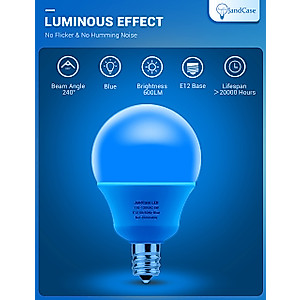 JandCase E12 LED Bulbs 60Watt Equivalent [12 Pack], LED Ceiling Fan Light Bulbs Small Base, 5000K Daylight G14 Small Base Light Bulb for Ceiling Fan Light Fixture, Non-Dimmable, UL Listed