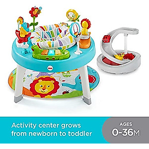 Fisher-Price Baby To Toddler Toy 3-In-1 Sit-To-Stand Activity Center With Music Lights And Spiral Ramp, Jazzy Jungle