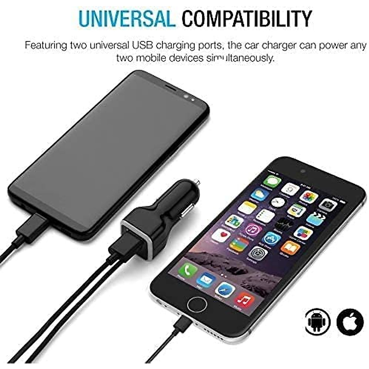 iPhone Car Charger, [Apple MFI Certified] Car Charger for iPhone 15, 14, 13, 12, 11, X, XR, XS, Pro, 8 Plus, 7 Plus, Pro Max, iPad Pro, Air 4, Mini with Extra USB Port