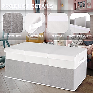 Kids Toy Box, Extra Large Toy Chest for Boy and Girl, 118L Toy Storage Organizer Stuffed Animals Holder with Removable Divider and Sturdy Handle for Nursery, Bedroom, Living room, 36"L x 12.6"W x 16"H