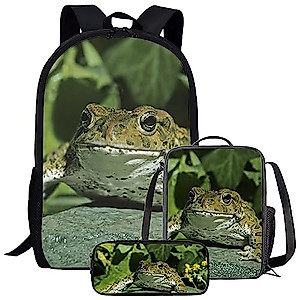 Parprinty Girls Boys School Backpack with Lunch Box Pencil Case Comfy Padded Lightweight Toad Backpack Set Kids Cute Bookbag Insulated Lunch Bag Student Large Capacity Daypack 17 Inch