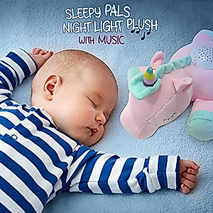 Linzy Toys Starry Night Baby Night Light with Projector with Soothing Sounds, Lullabies and White Noise Soother for Kids, Nursery Decor, Stuffed Animal Unicorn (57801), Pink