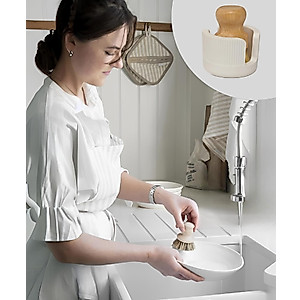 BekPooQ Ultra Absorbent Stone Sponge Holder for Kitchen Sink, 1 Slot Diatomite Kitchen Sink Sponge Holder, Quick Dry Kitchen Sponge Holder for Sink, Diatomaceous Earth Dish Sponge Holder, Small, White