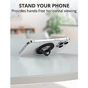 SUPMEGA Magnetic Phone Grip for MagSafe, Grip & Stand with Collapsible Leather Finger Loop, Magnetic Phone Ring Holder only for iPhone 15 Pro Max, iPhone 15 Pro, iPhone 14 Pro Max, 13 and 12 Series