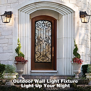 Birsppy pherolion Outdoor Lights for House Exterior Light Fixture Waterproof Outside Lights for House Black with Stone-Patterned Glass Porch Lights Wall Mount for House, Garage, Front Door