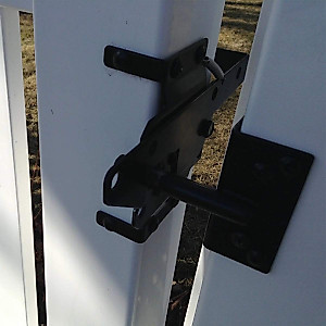 Self-Locking Gate Latch Heavy Duty Post Mount Automatic Gravity Lever Wood/PVC Fence Gate Lock with Fasteners Hardware,for Secure Pool |Yard | Garden, Steel,Black