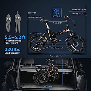 SAMEBIKE Electric Bike for Adults, 20" Foldable Ebike 48V 750W Motor up to 30Mph, Foldable Electric Bike with 48V 18Ah Battery, Shimano 7-Speed, Dual Suspension, Ebike for Women and Men as Gift