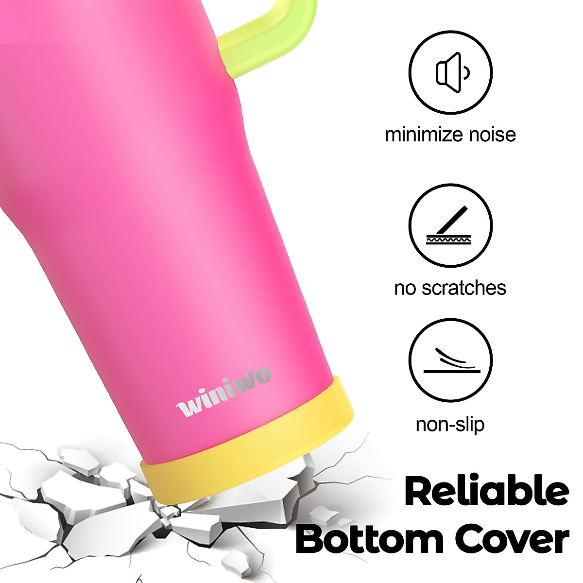 winiwo 40 oz Tumbler with Handle and Straw for Her, Flexible Straw, Insulated Tumbler Cups with Silicone Bottom, Keeps Beverages Cold Up to 24 Hours, Gym/Work/Travel/School/Gift（Ruby Red）