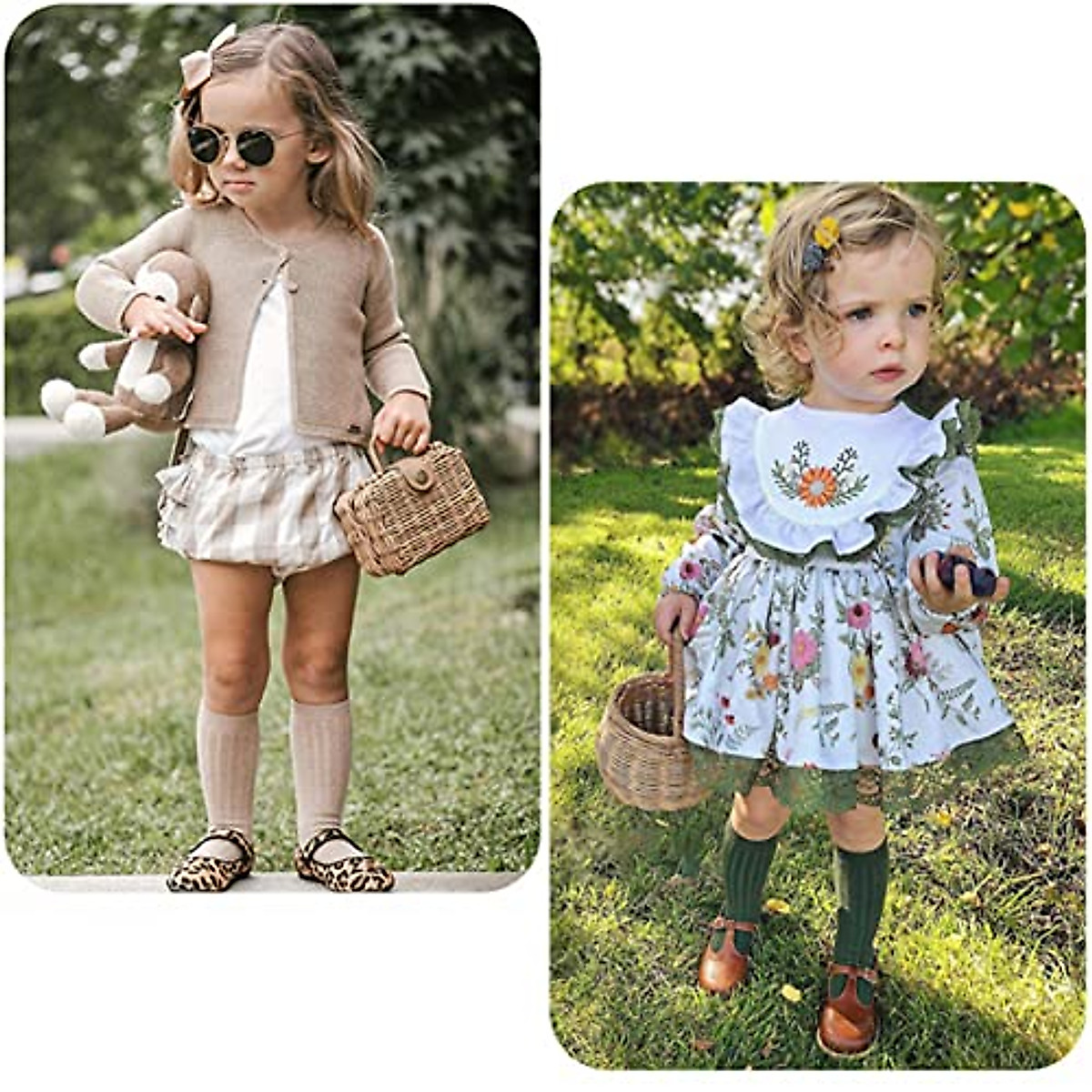 Exegawe Baby Girls Socks Cotton Toddler Knee-High Stockings Kids Cozy Warm Solid Color Long Socks for 0-5T(C-Solid 6 Pairs,L/3-5y)