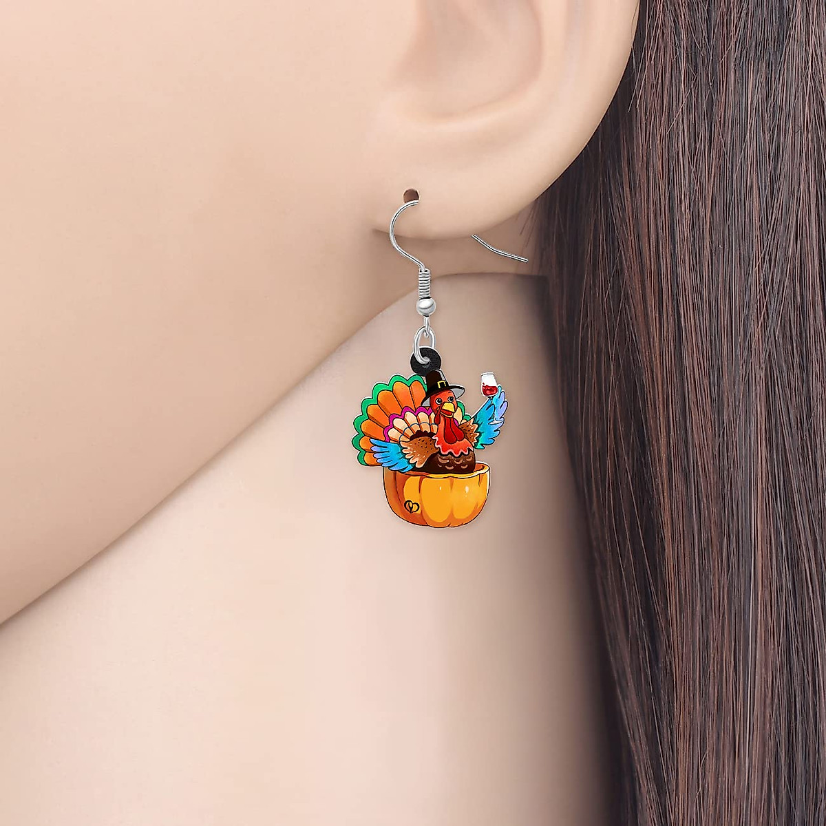 NEWEI Acrylic Thanksgiving Anime Turkey Chicken Earrings For Women Fashion Charm Jewelry Gifts (Azure)