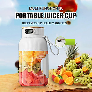 Multifunctional Portable Juicer Cup With Digital Display, 3 in 1 Personal Juice Cup Blender Rechargeable with Direct Drinking Lid, Smoothie Blender on the Go, for Gym/Travel/Kitchen (1200ML,Green)