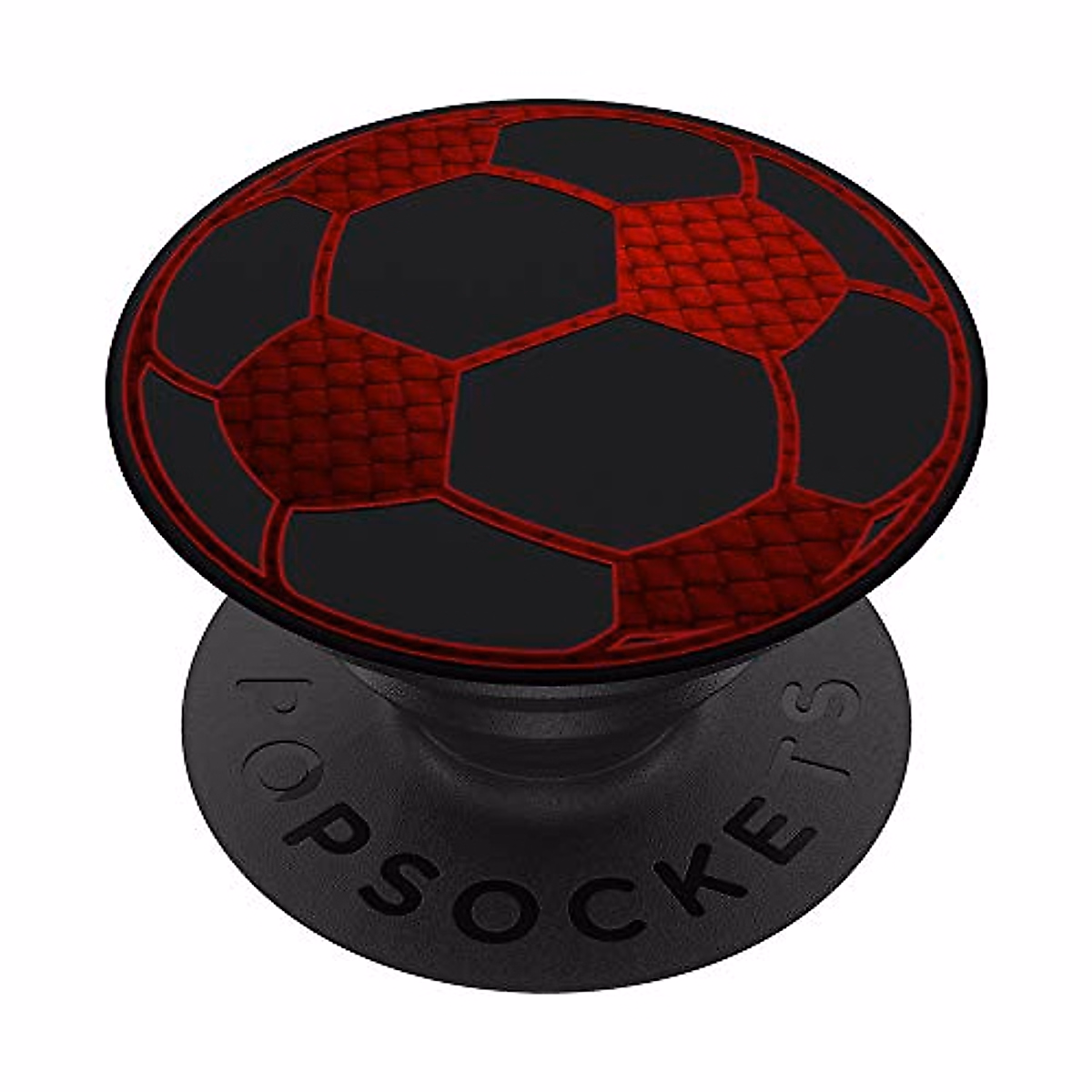 Red Soccer Ball On Black PopSockets Swappable PopGrip