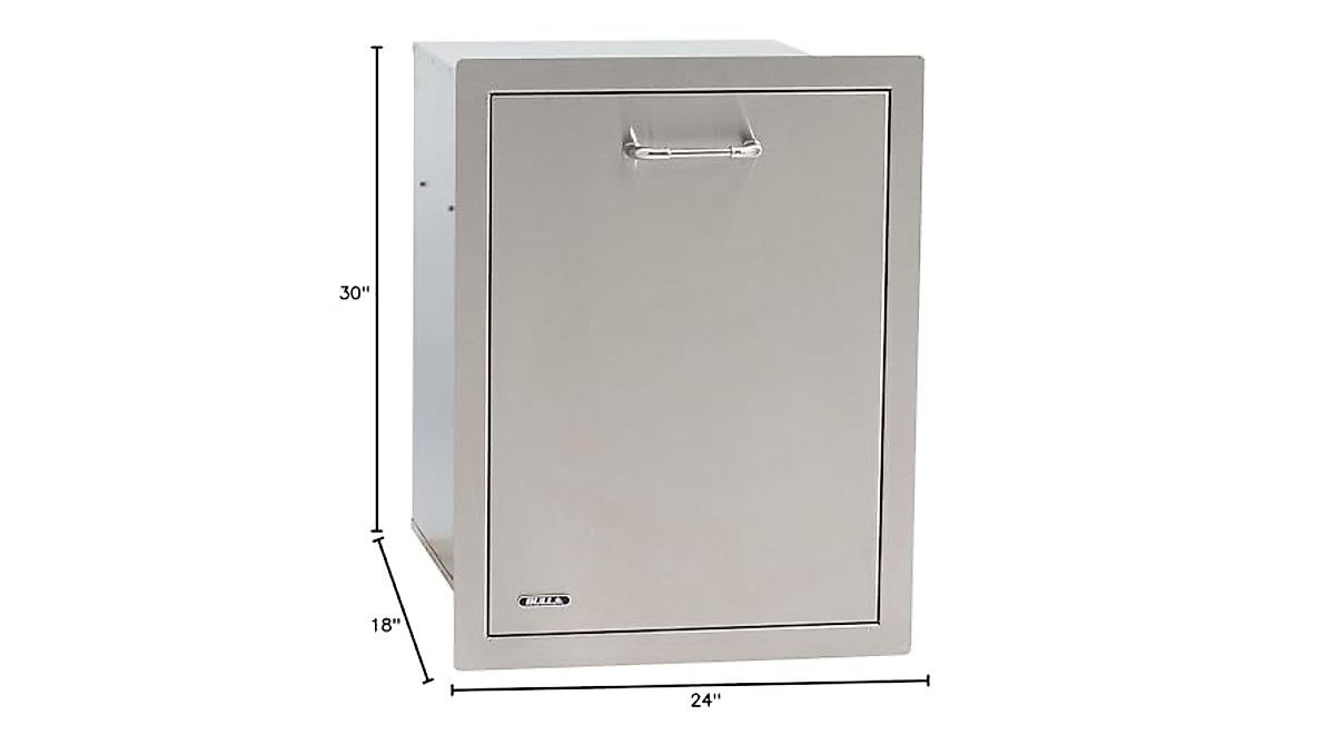 Bull Outdoor Slim Trash Drawer in Stainless Steel - 10 Gallon Capacity
