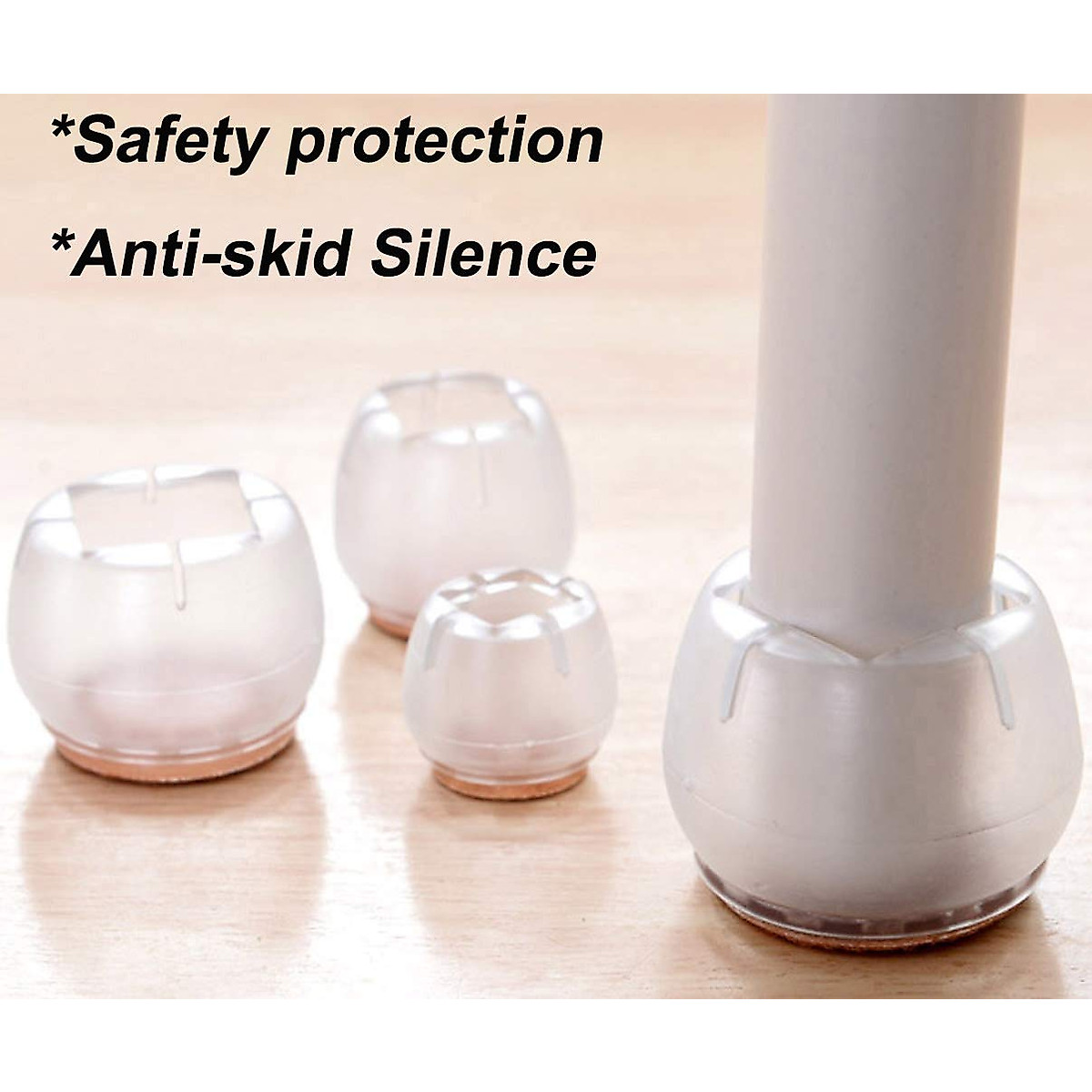 Maydahui 16PCS Round Chair Leg Floor Protectors Furniture Silicon Table Feet Covers Prevents Scratches Glides Caps Cups Fit 1-4/5 to 2 Inch （45-50mm）