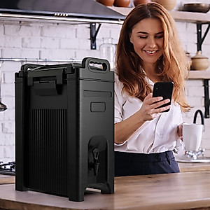 COSTWAY Insulated Beverage Dispenser, 5 Gallon Ice and Hot Drink Server with Handles for Catering, Food-grade LLDPE Material, Keep Hot Chocolate Coffee Tea Warm, Hot beverage Dispenser for Party, 2