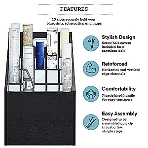 Adir Blueprint Storage Cabinet - Wooden Vertical Roll File Storage Organizer Station For More Organized Office (20 Slots Black)